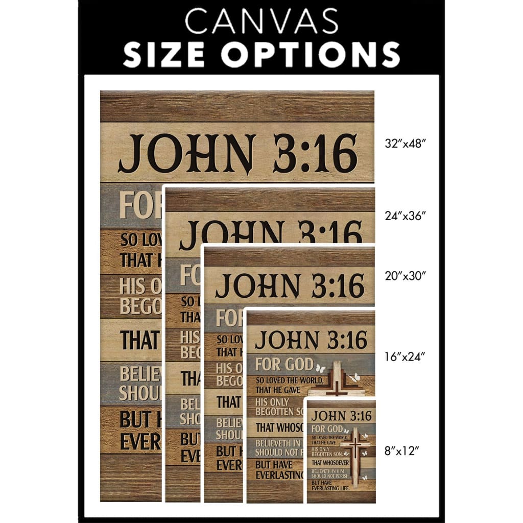 For God So Loved the World John 3:16 Wall Art Canvas, Christian Sign ...