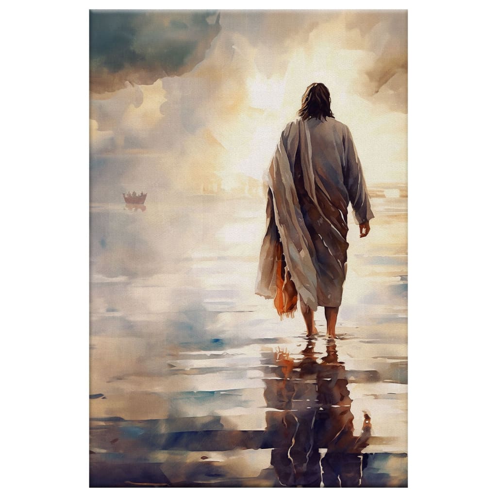 Christian Art, Jesus Walking on Water Wall Art Canvas Print, Jesus Art ...