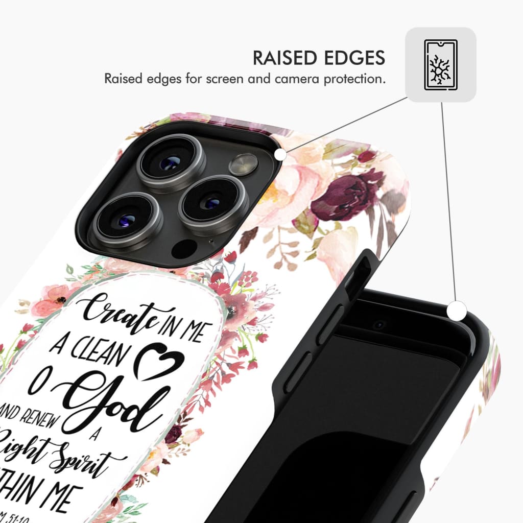 Psalm 51:10 Create in Me a Clean Heart Phone Case, Bible Verse Phone ...