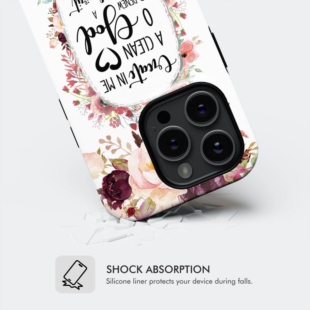 Psalm 51:10 Create in Me a Clean Heart Phone Case, Bible Verse Phone ...