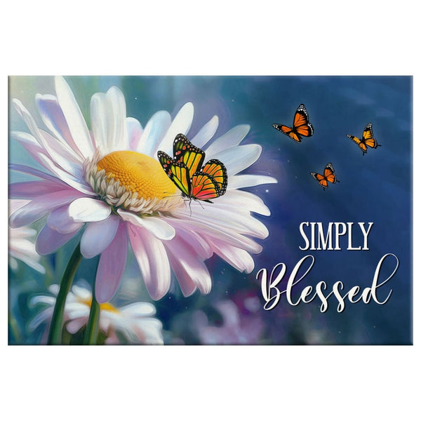 Simply Blessed Wall Art Canvas, Monarch Butterfly On A Daisy Flower ...