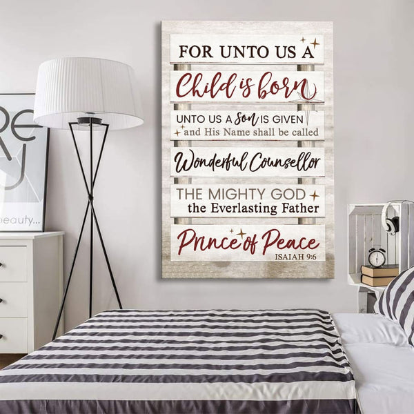 For Unto Us a Child Is Born Isaiah 9:6 Christmas Wall Art Canvas Print ...