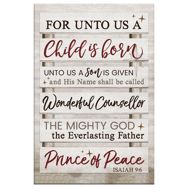 For Unto Us a Child Is Born Isaiah 9:6 Christmas Wall Art Canvas Print ...