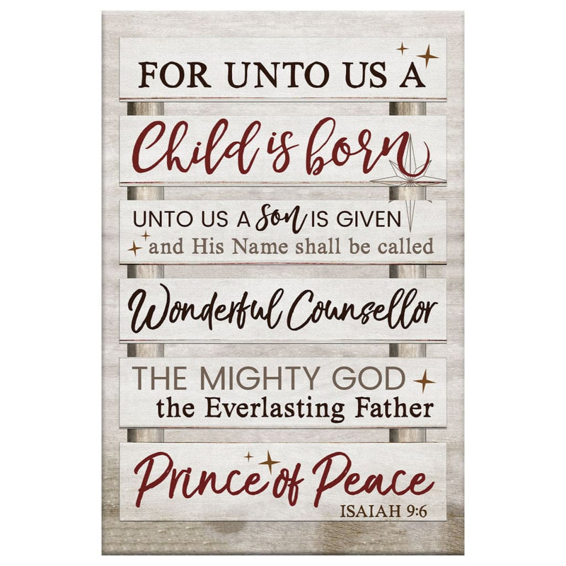 For Unto Us a Child Is Born Isaiah 9:6 Christmas Wall Art Canvas Print ...