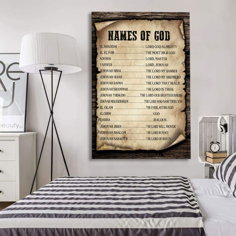 Names of God Wall Art Canvas Print, Christian Signs, Christian Gifts ...
