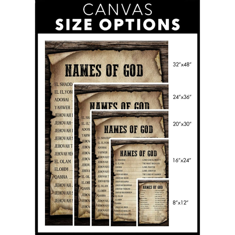 Names of God Wall Art Canvas Print, Christian Signs, Christian Gifts ...