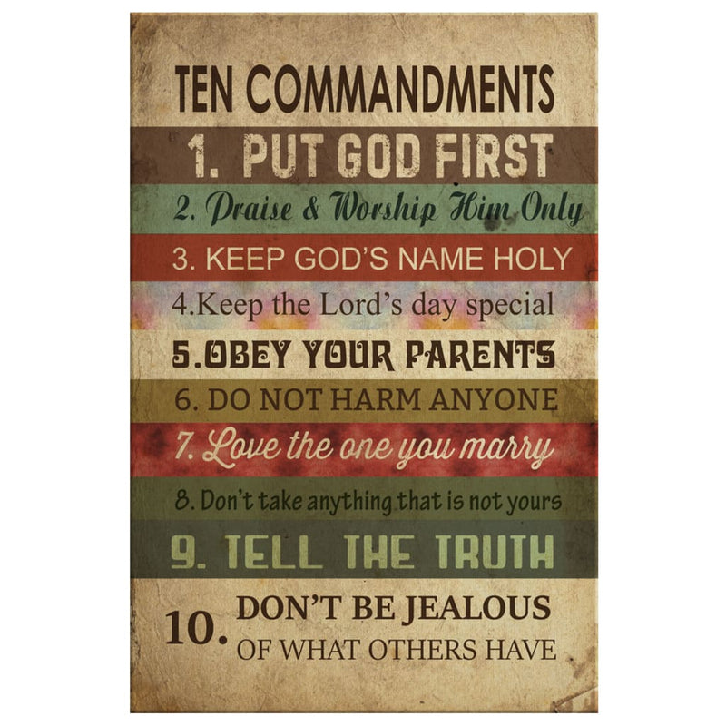 Ten Commandments Wall Art Canvas - Christian Wall Decor - Christ ...