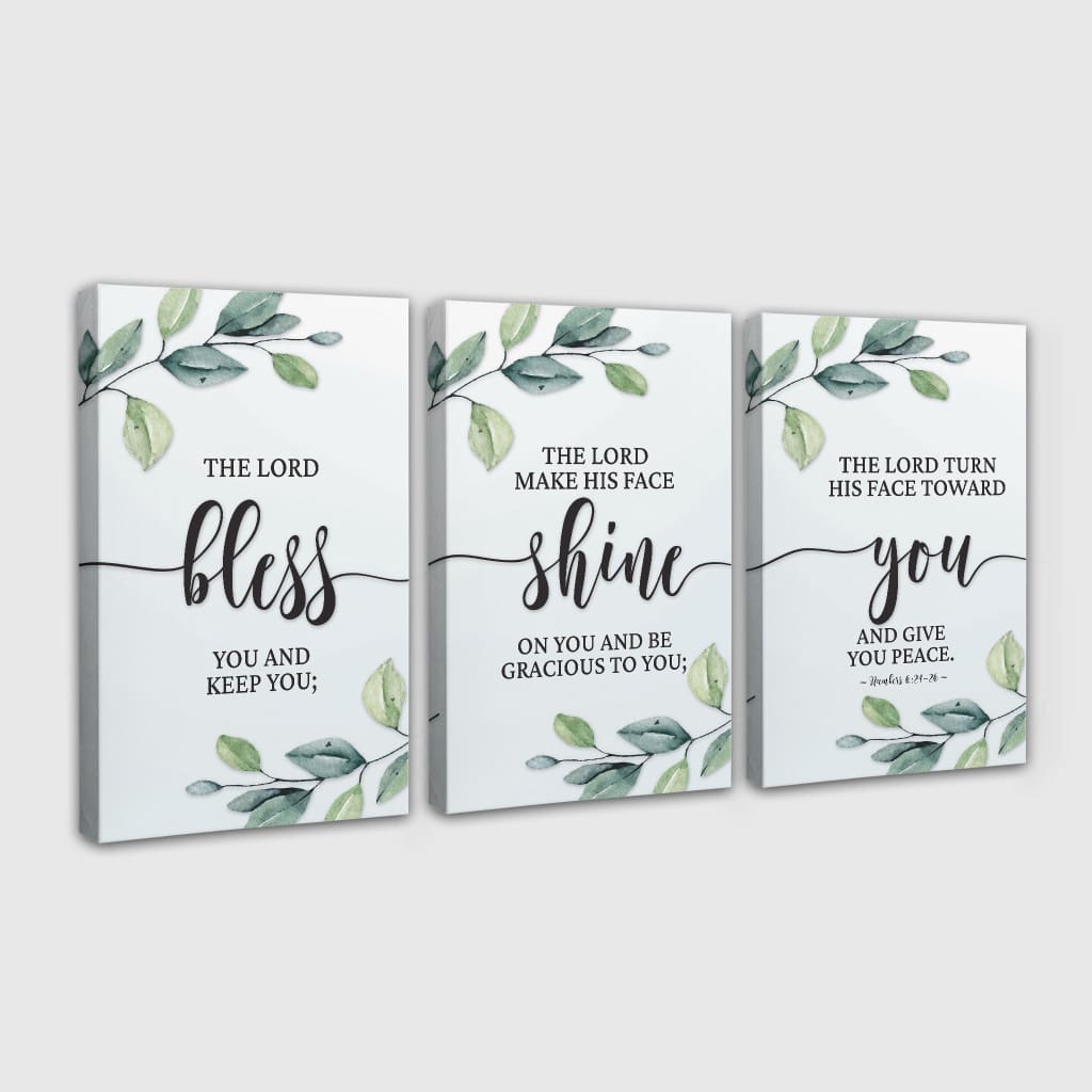 The Lord Bless You And Keep You Set Of 3 Canvas Wall Art, Christian ...